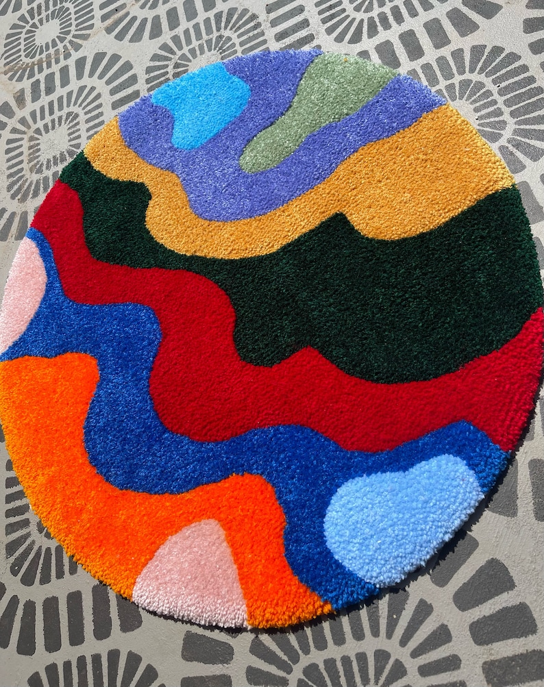 Groovy Psychedelic Round Tufted Rug - Etsy
