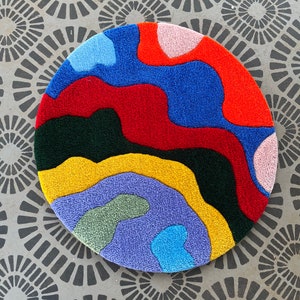 Groovy Psychedelic Round Tufted Rug Handmade Funky 70s Style Hippie ...