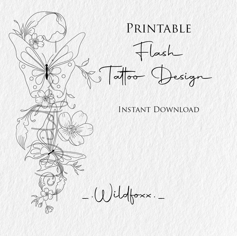 Butterflies Tattoo Design Instant Download Tattoo Design Flash Tattoo ...