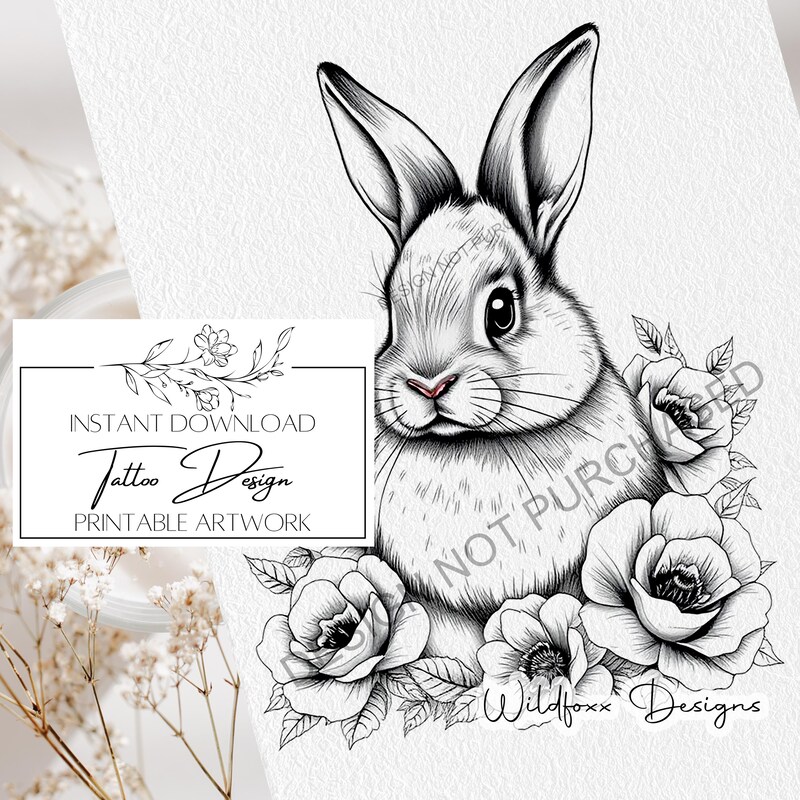 Rabbit Tattoo - Etsy