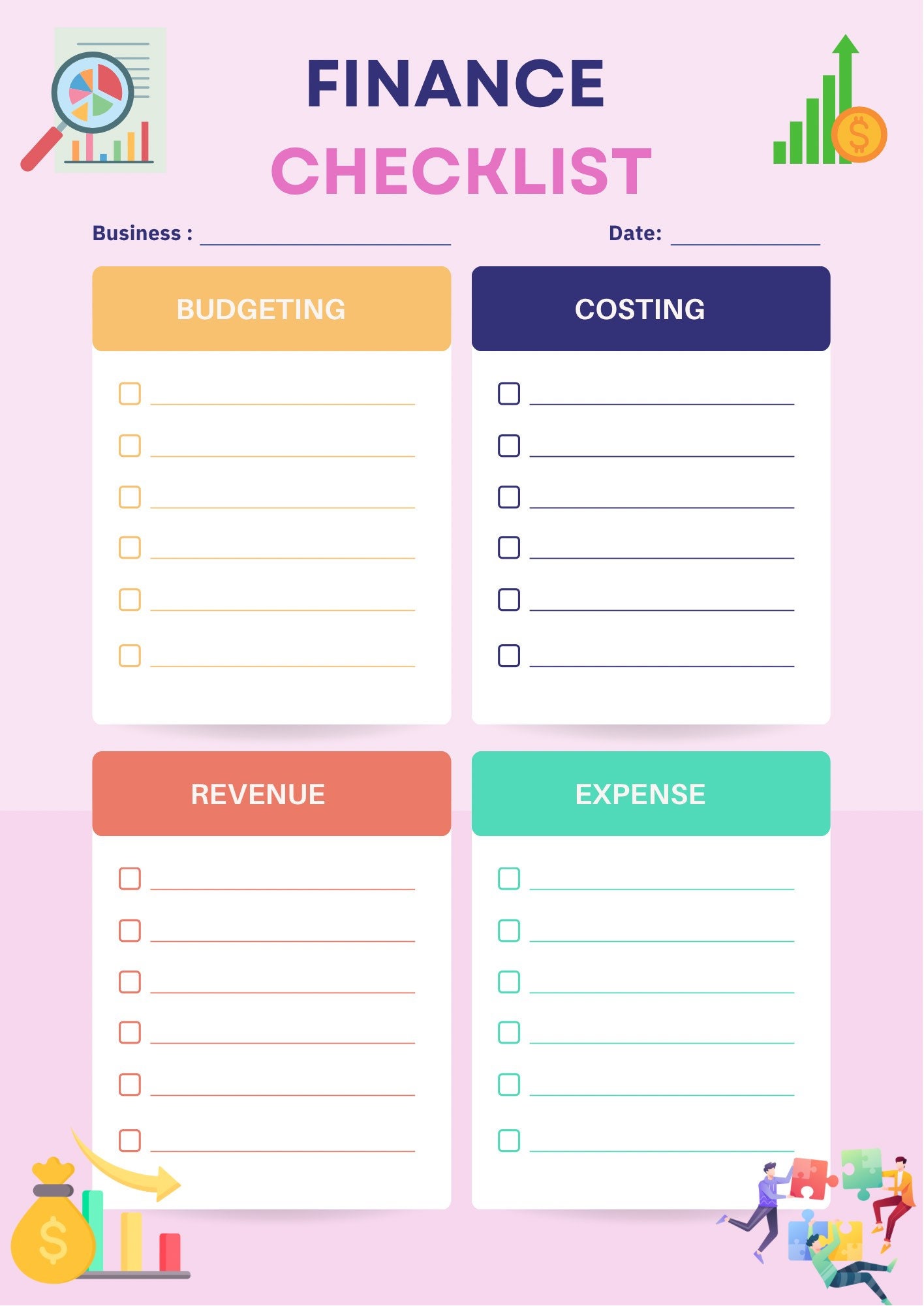 Business Checklist Template on Canva, SWOT Analysis, Business ...