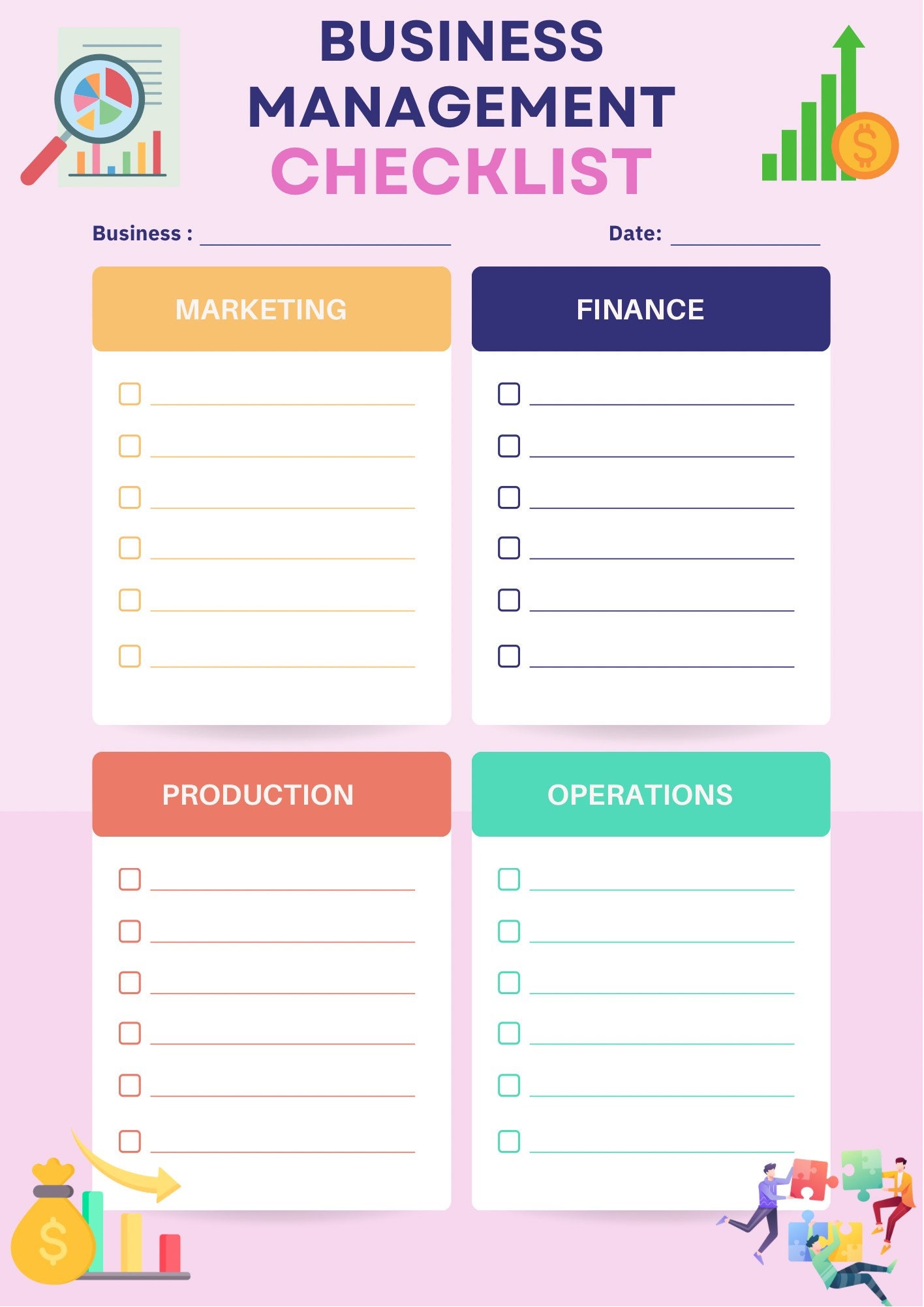 Business Checklist Template on Canva, SWOT Analysis, Business ...
