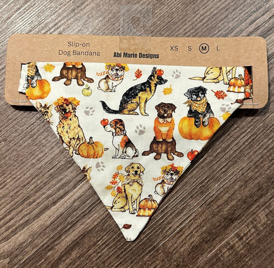 Fall Handmade Dog Bandana - Dogs at Harvest Festival Pattern - Easy ...
