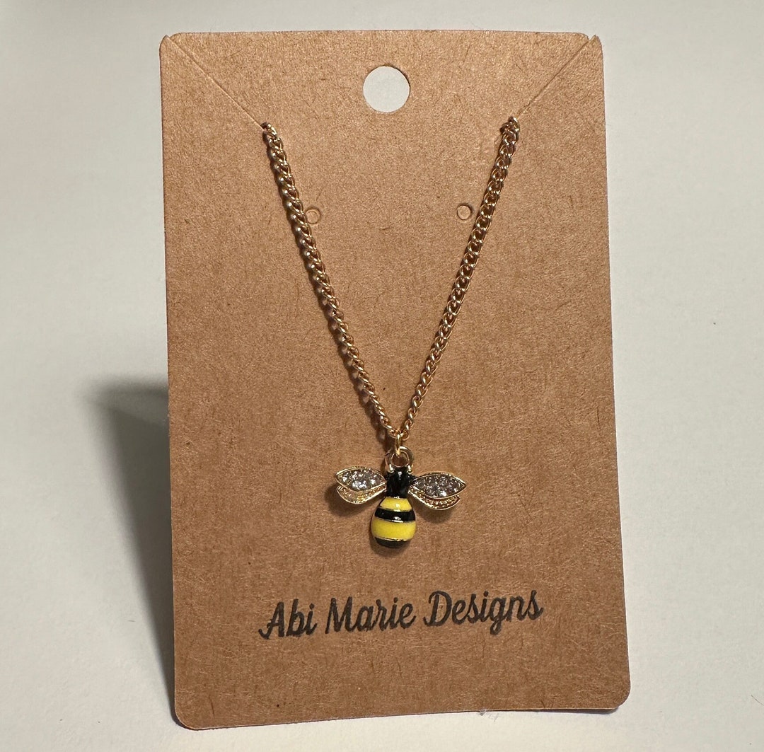 Bumble Bee Gold Necklace With Crystal Wings - Elegant Insect Jewelry ...