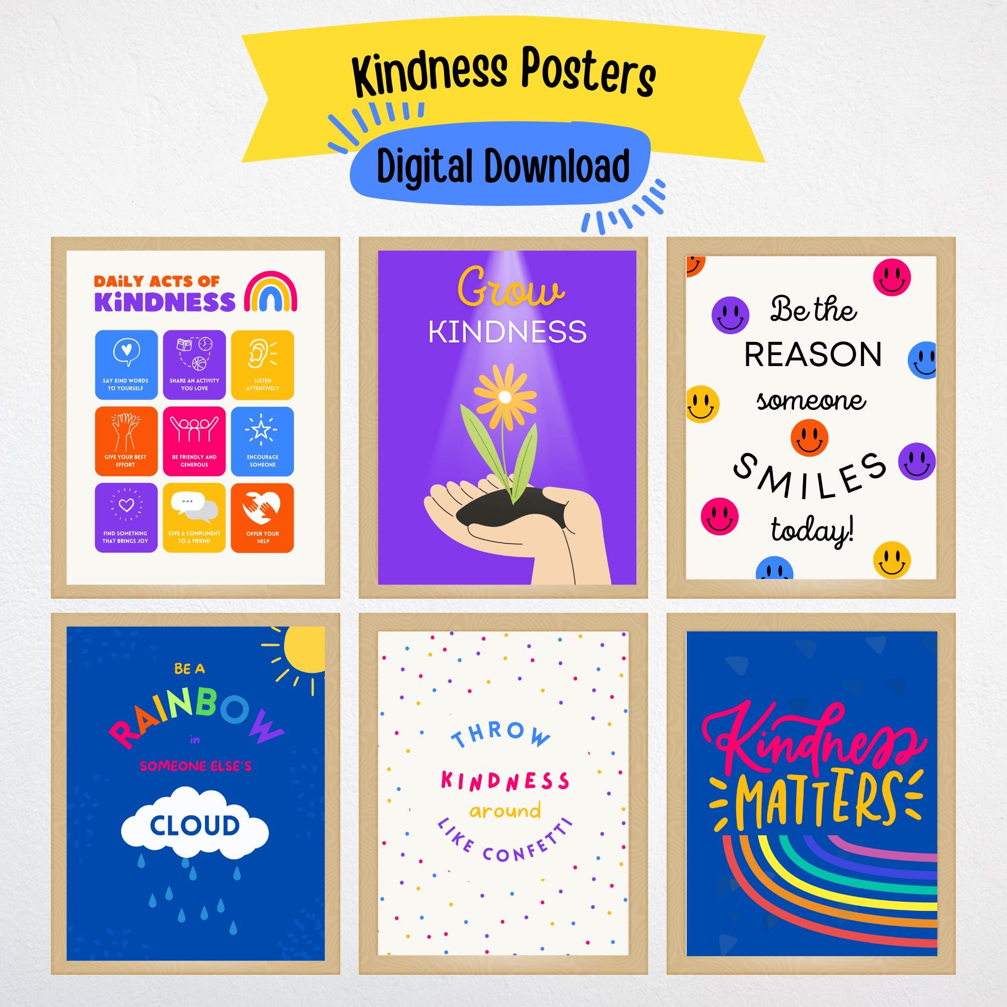 Colorful Kindness Posters 8.5x11" and 11x14" Digital Download ...