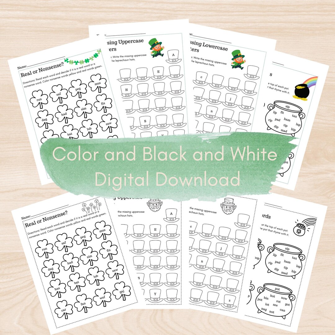 Kindergarten St. Patrick's Day Themed Phonics Worksheets - Etsy