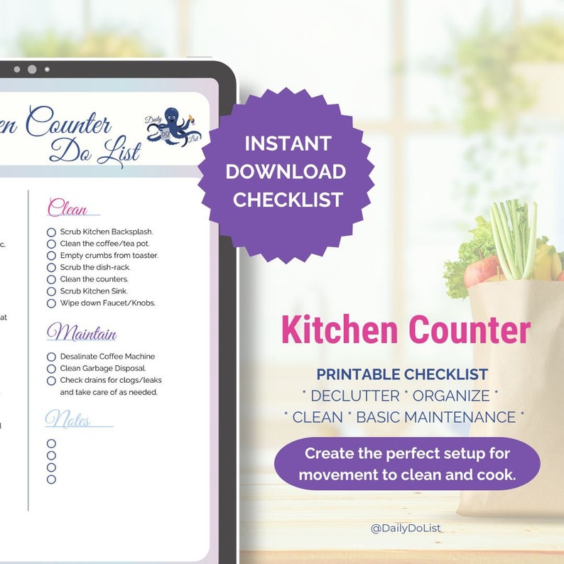 Kitchen Counter Checklist - Etsy