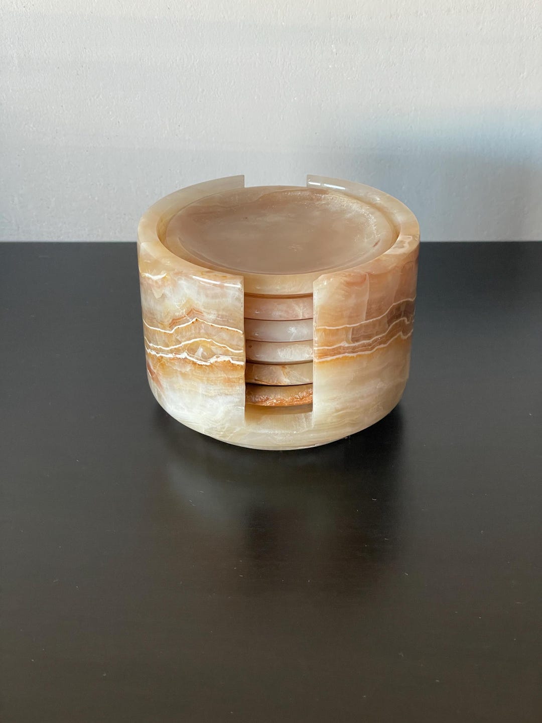 Set Marble Vintage Coasters Onyx Agate 1970 - Etsy