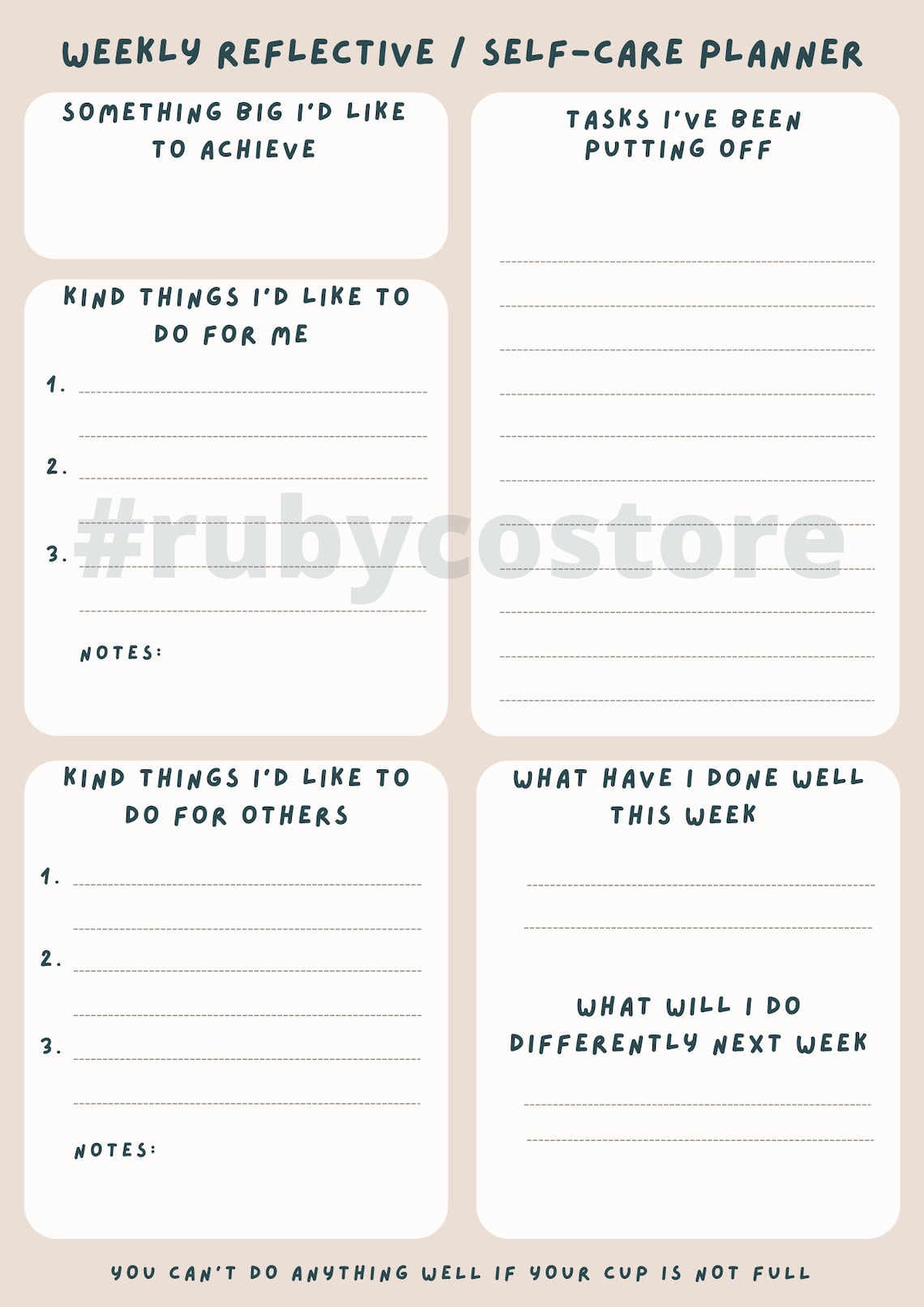 CBT Self-care/ Reflective Weekly Planner | Etsy