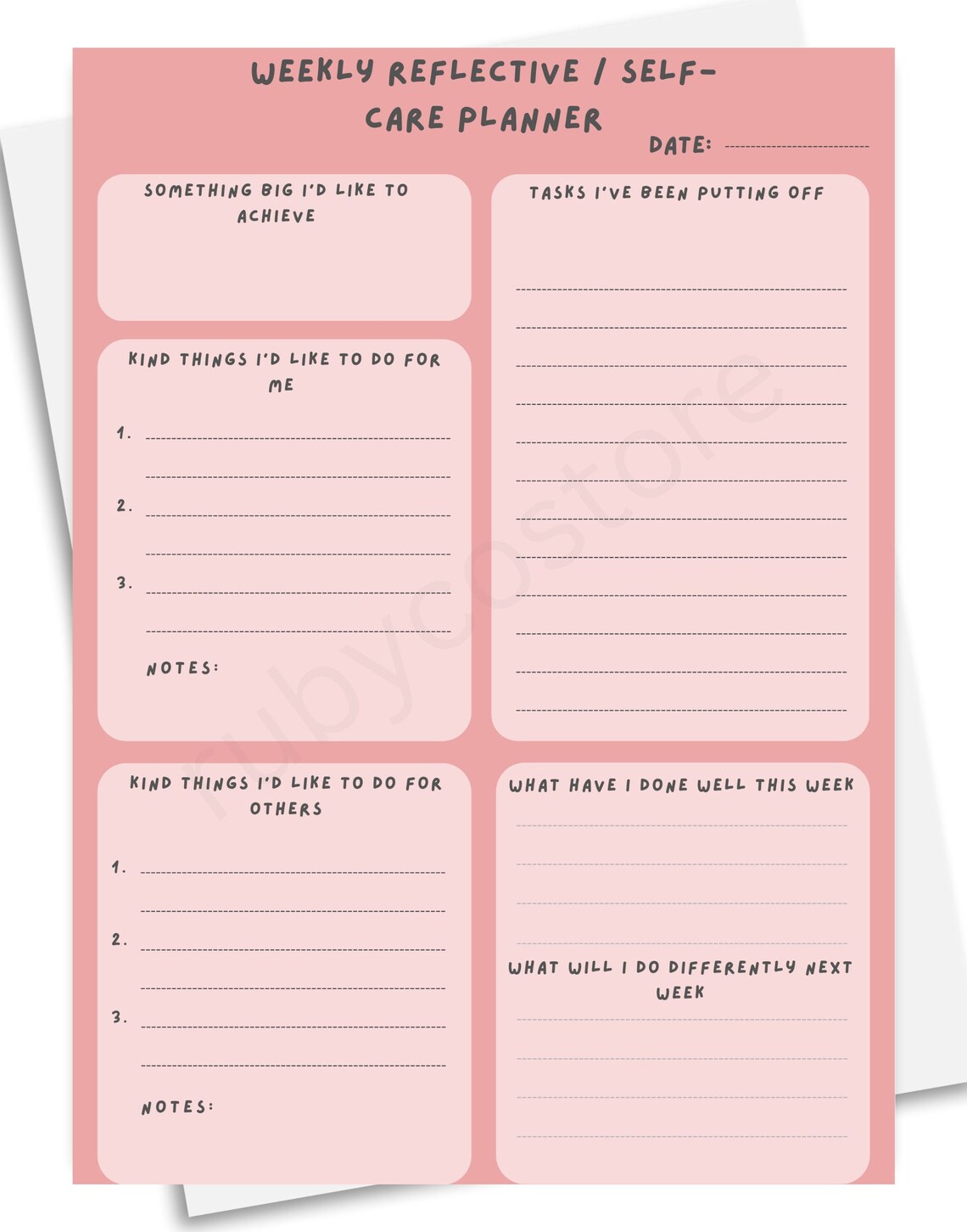 CBT Self-care/ Reflective Weekly Planner, Cbt Planner, Self-care ...