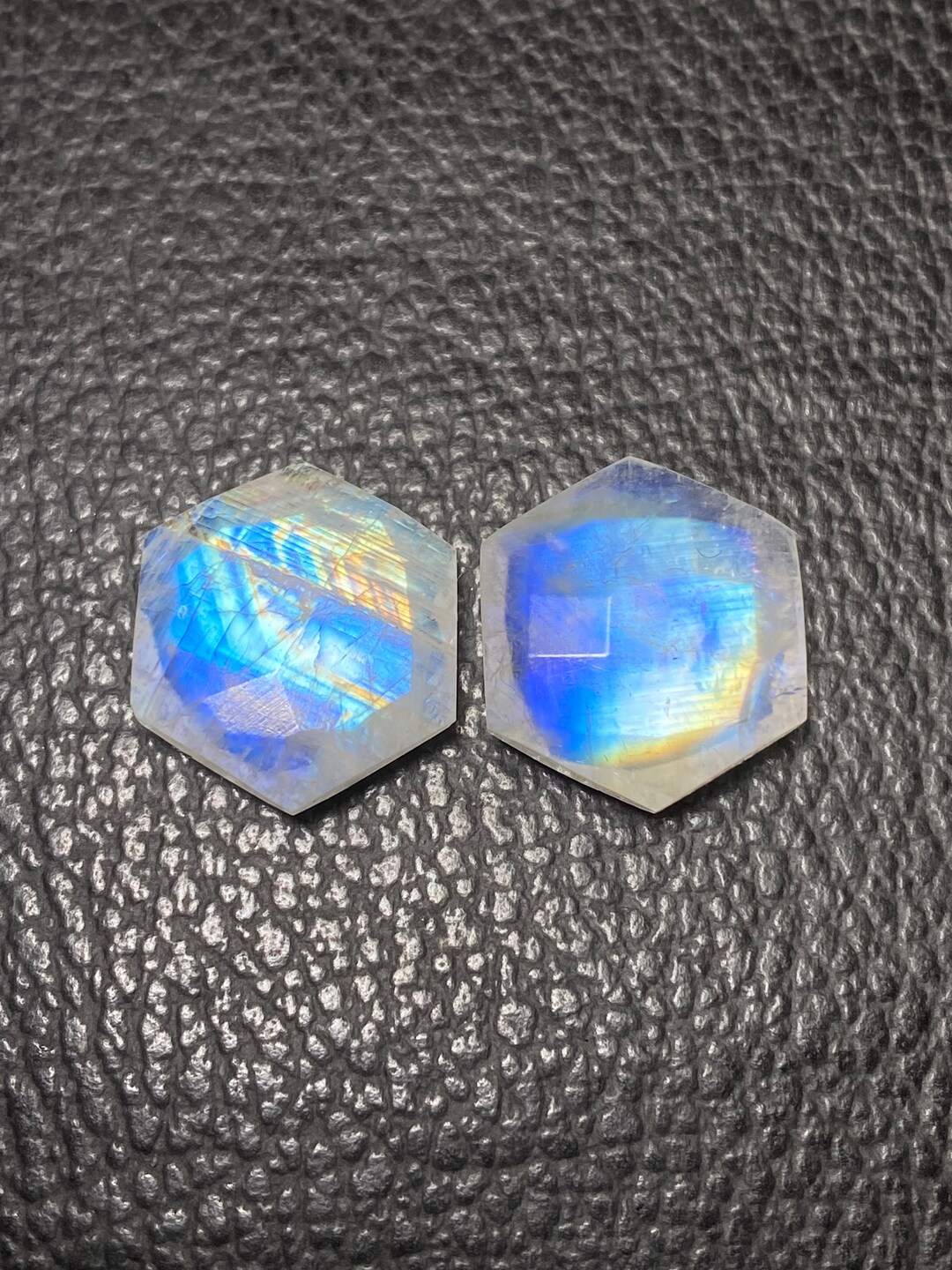 High Quality Blue Flashy Rainbow Moonstone Both Side Checker Cut Loose ...