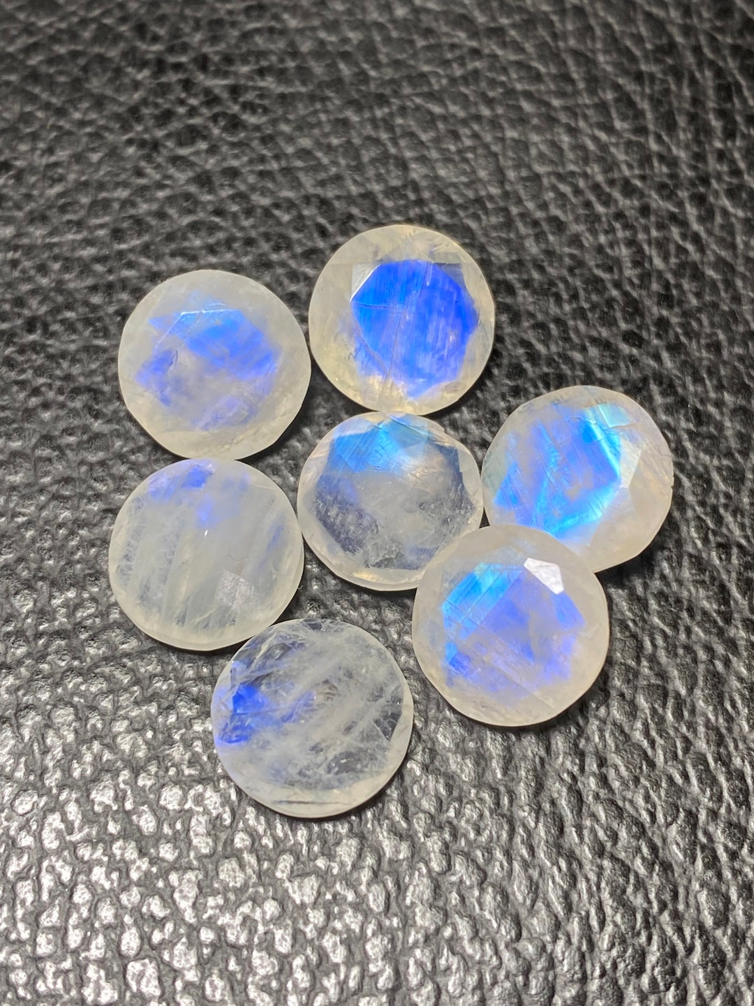 Very Beautiful ~ Blue Flashy Rainbow Moonstone Size - 10 Mm. Both Side ...