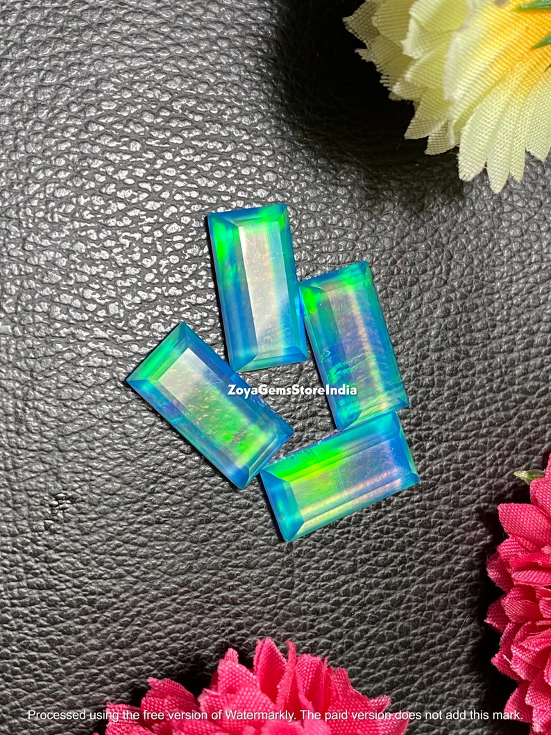 Aurora Opal Doublet: Rectangle Step Cut Gemstone (8x20 to 12x35 MM) - Etsy