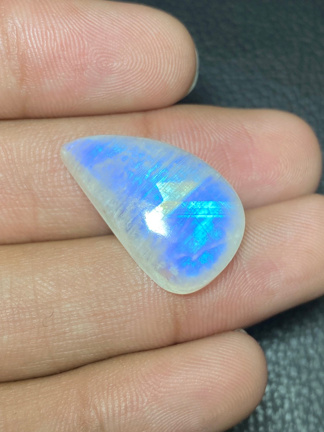 Very Bright Blue Flashy Rainbow Moonstone Cabochon Size 15x25.50x7.50 ...