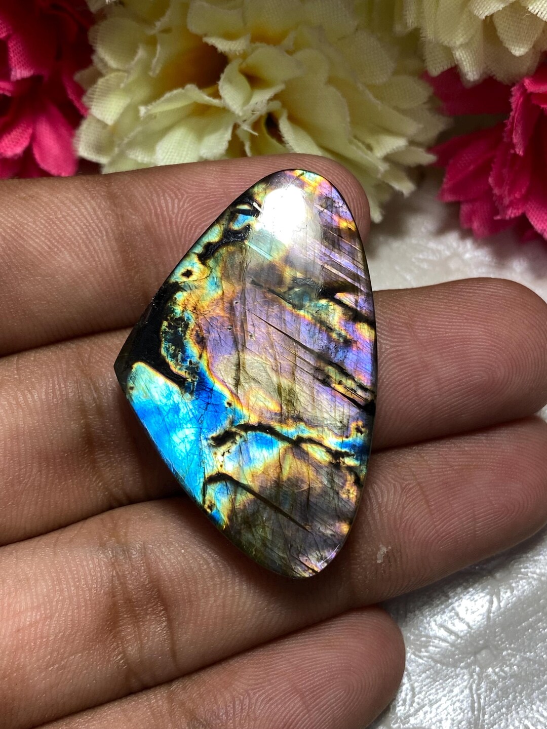 Gorgeous Heart-shaped Spectrolite Cabochon Perfect for Unique Jewelry ...