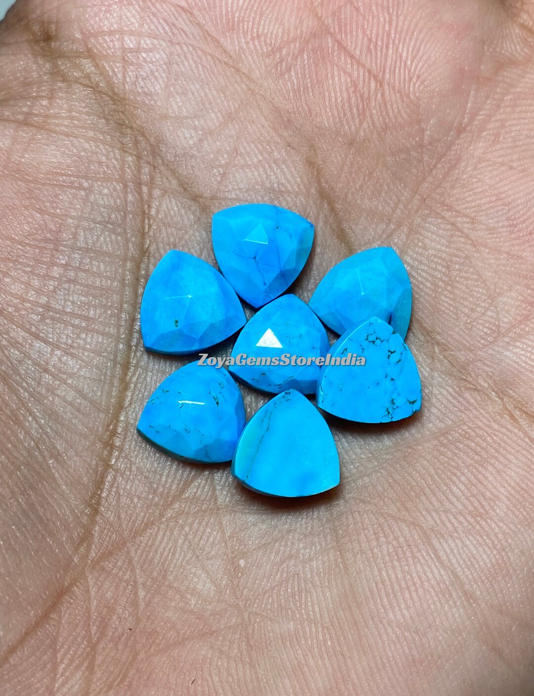 Chinese Turquoise One Side Rose Cut Trillion Shape Stone AAA Quality ...