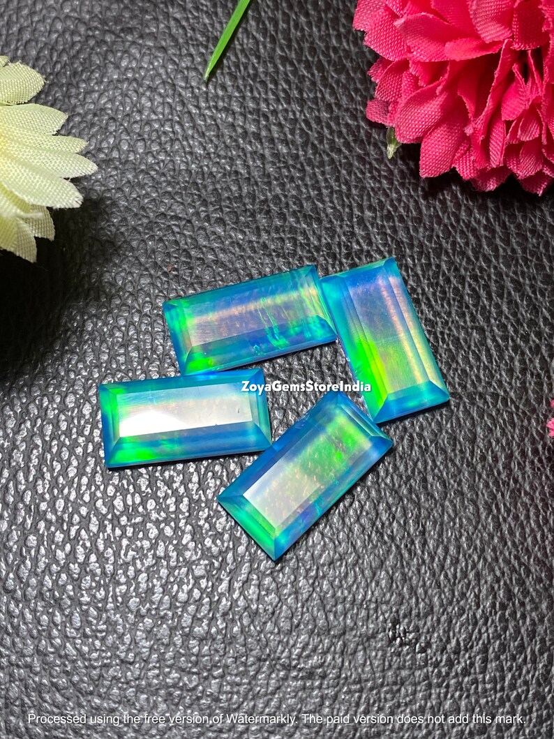 Aurora Opal Doublet: Rectangle Step Cut Gemstone (8x20 to 12x35 MM) - Etsy