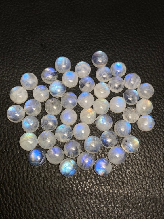 Natural Rainbow Moonstone Round Shape Cabochons Gemstone. - Etsy