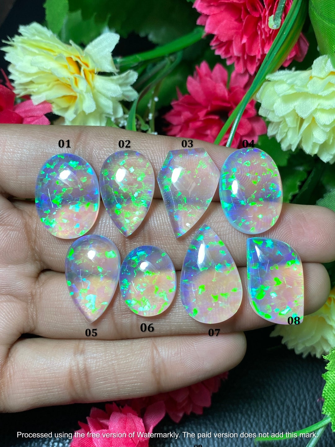 Opal Fire Mix Aurora Doublet Cabochon Aurora Opal Loose Doublet ...