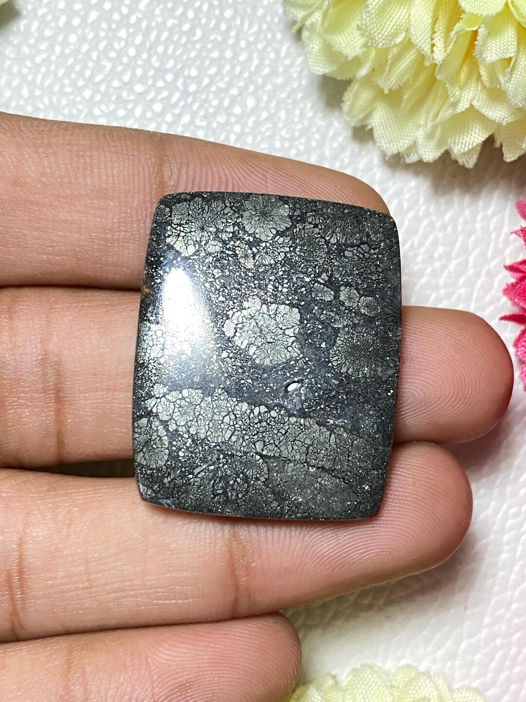 Incredible MARCASITE Rectangle Shape Cabochon 27x31x5mm Handmade ...