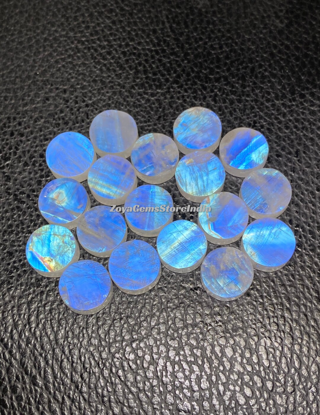 AAA Quality Rainbow Moonstone Both Side Flat Round Shape Cabochon Discs ...