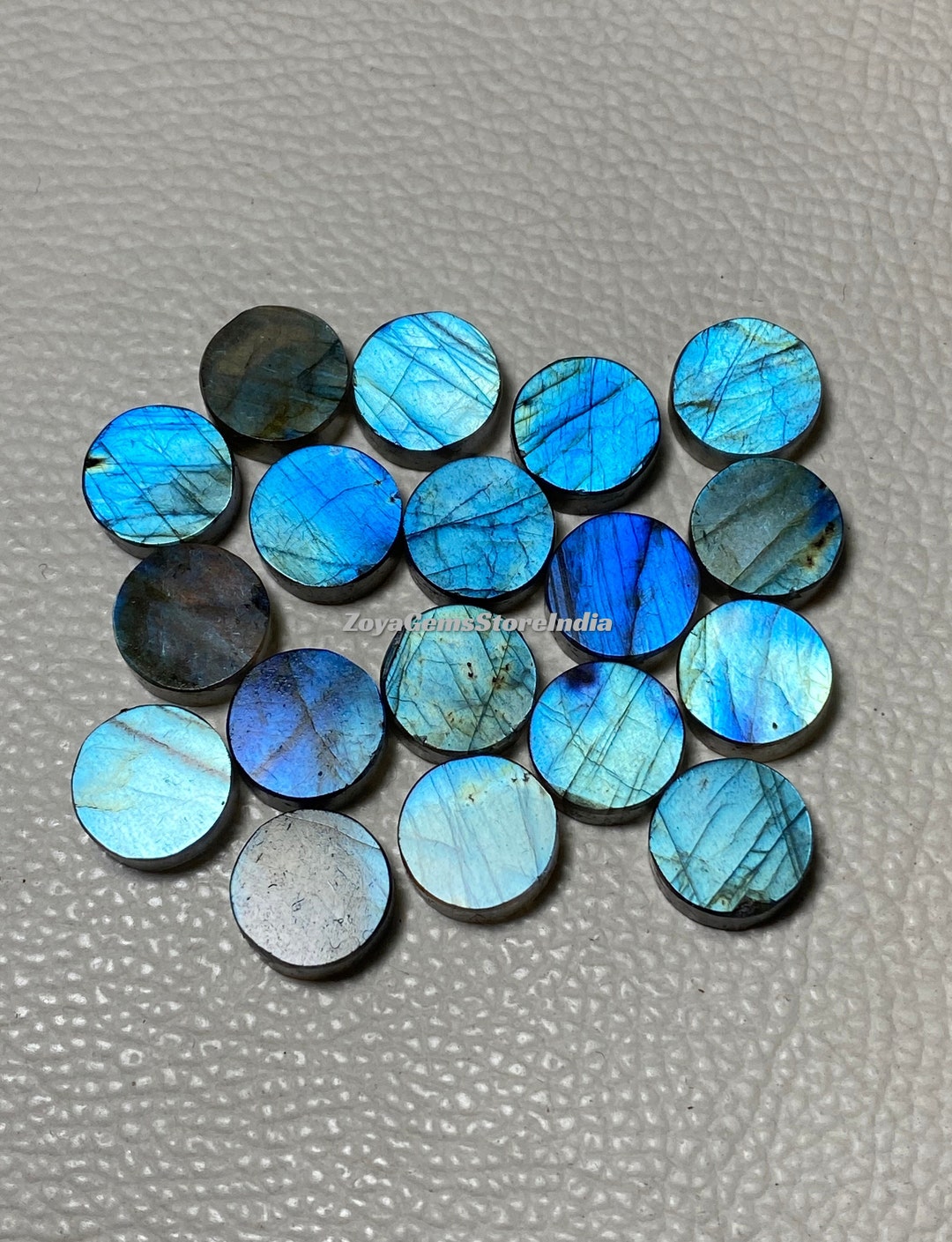 Mind Blowing ! AAA Quality Labradorite Both Side Flat Round Shape Loose ...