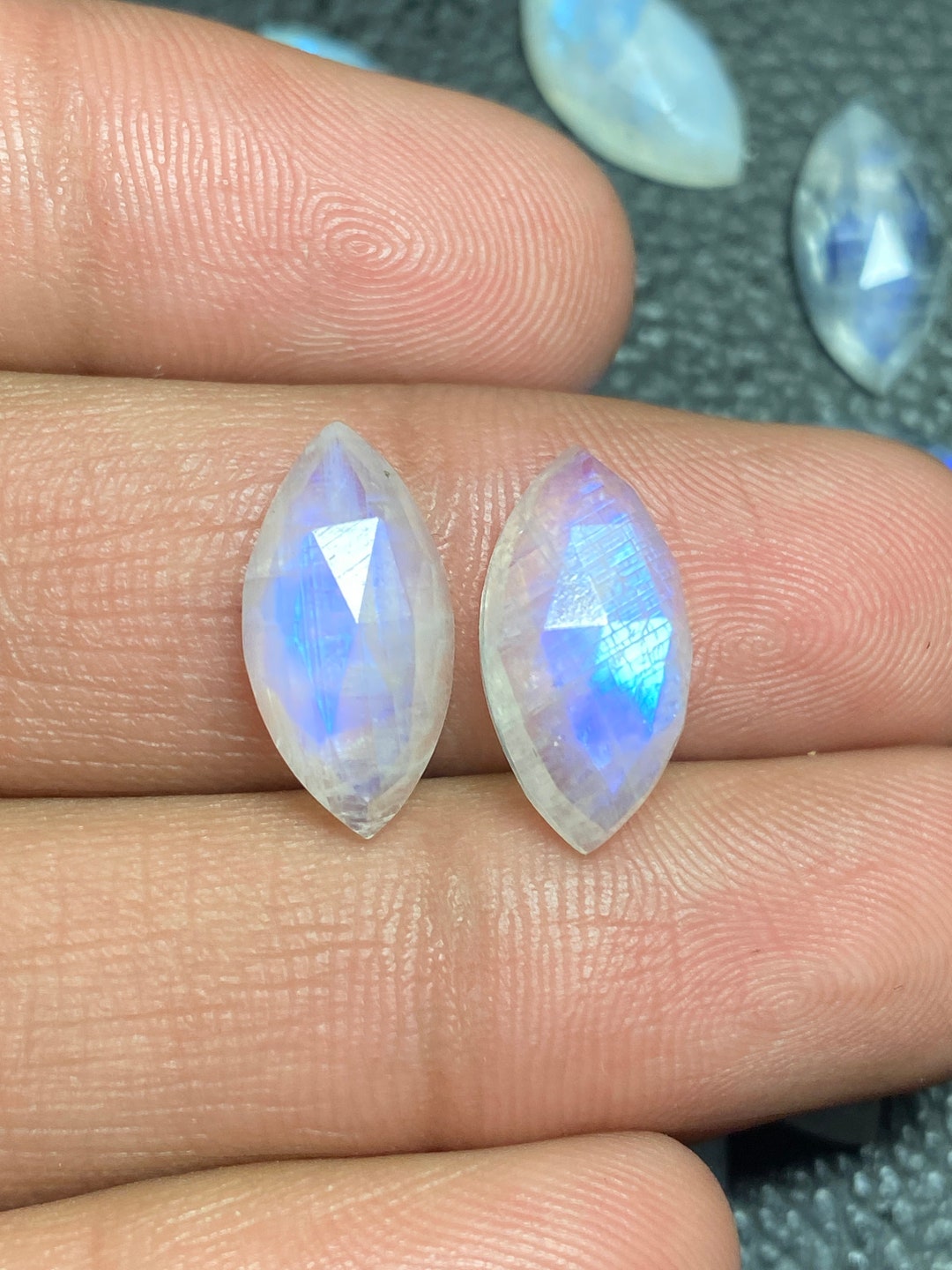 Amazing Blue Flashy Rainbow Moonstone Size 8x16 Mm. to - Etsy