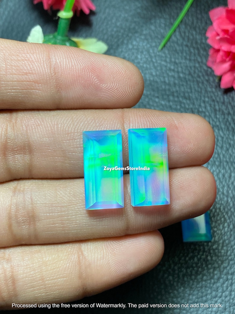 Aurora Opal Doublet: Rectangle Step Cut Gemstone (8x20 to 12x35 MM) - Etsy