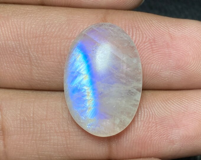 Cutest Blue Flashy Rainbow Moonstone Smooth Polish Oval Shape Cabochon ...