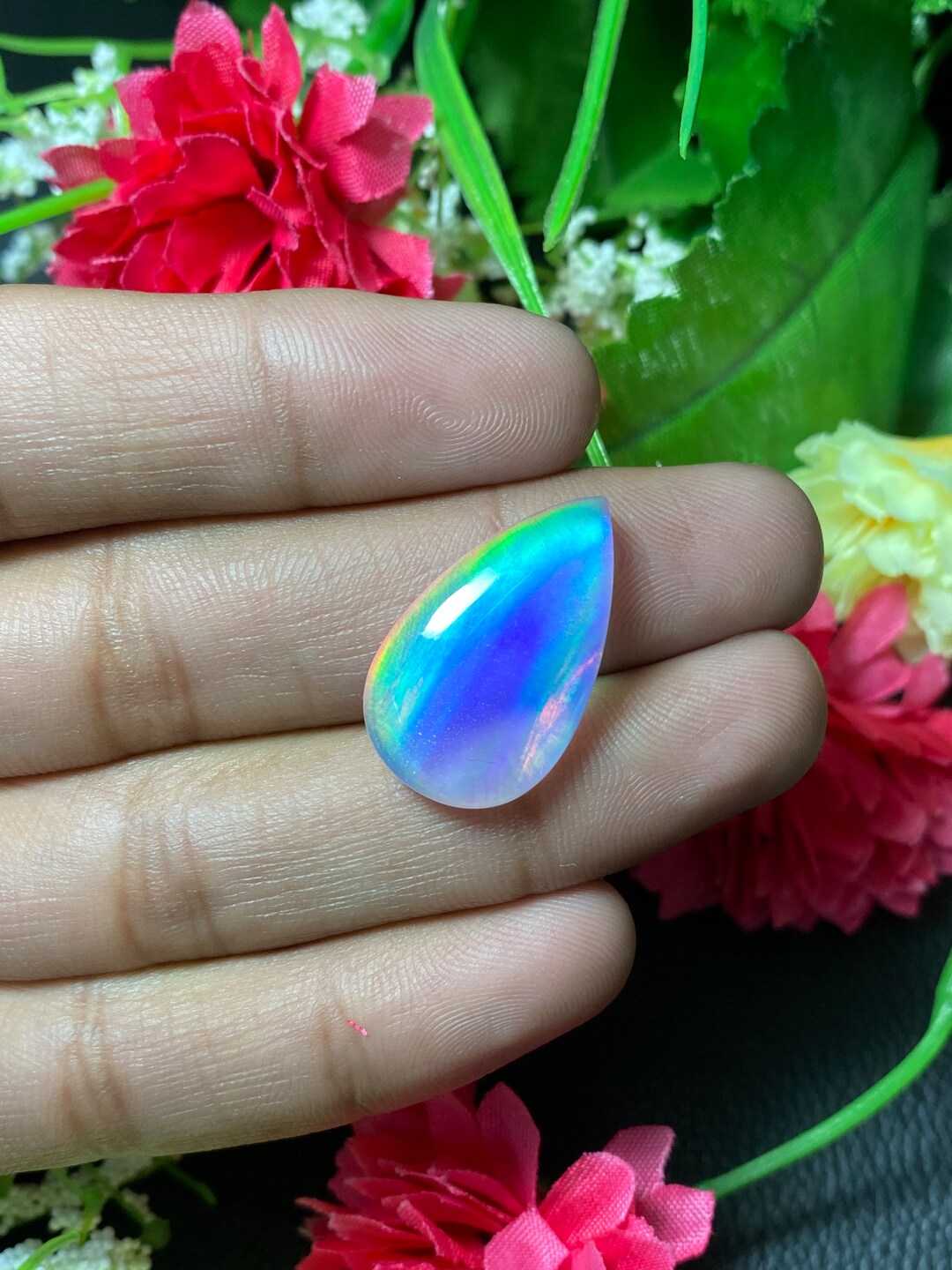 Multi Fire Aurora Opal Pear Shape Stone Size 16x26x5.50 Mm. 15.35 CTS ...