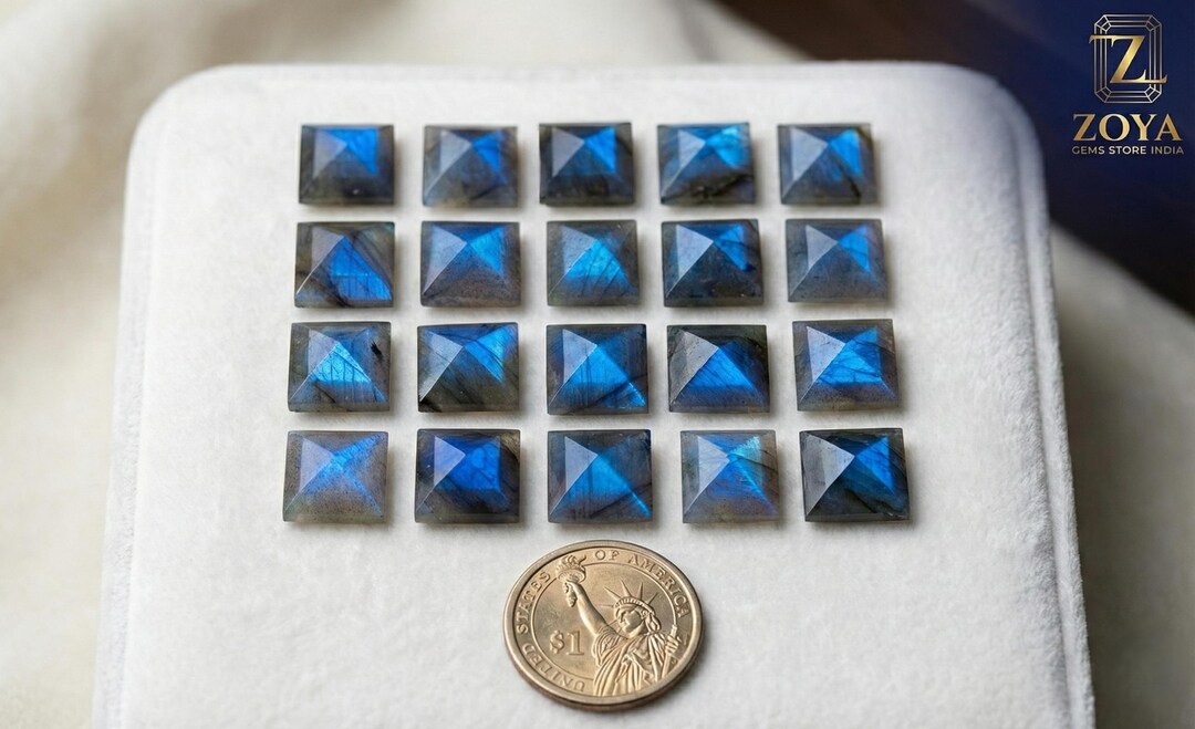 Blue Labradorite Gemstone, Flat Back Square Faceted Cut, Bulk Wholesale ...