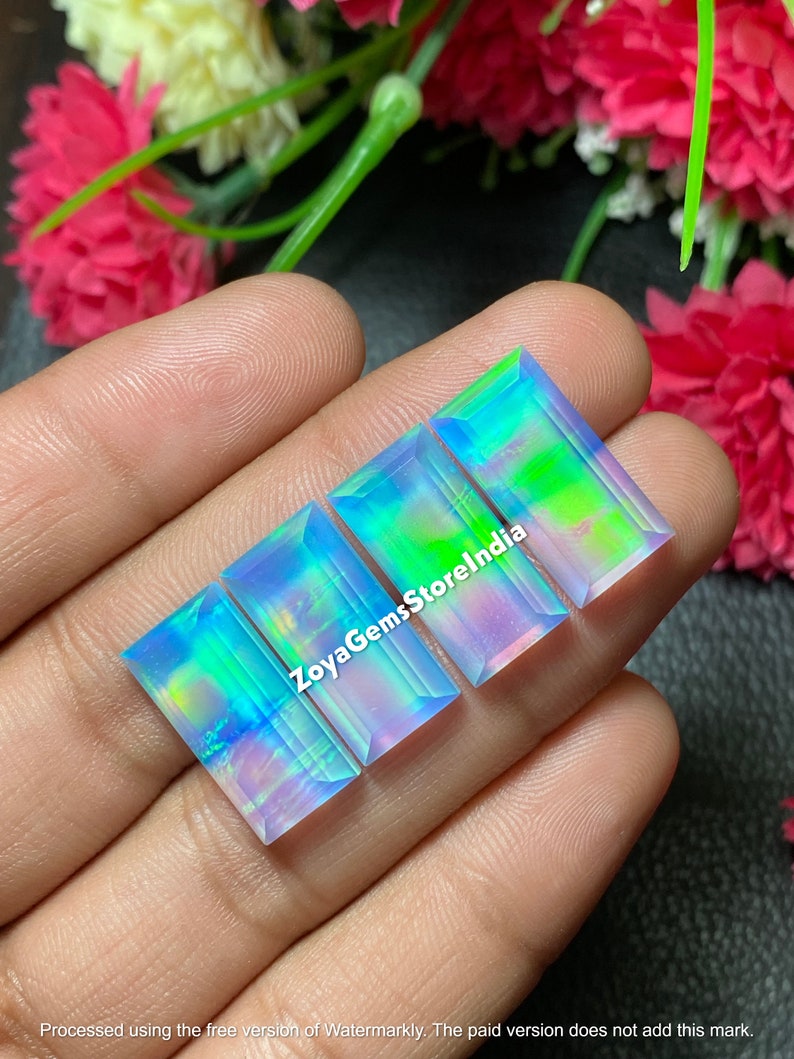 Aurora Opal Doublet: Rectangle Step Cut Gemstone (8x20 to 12x35 MM) - Etsy