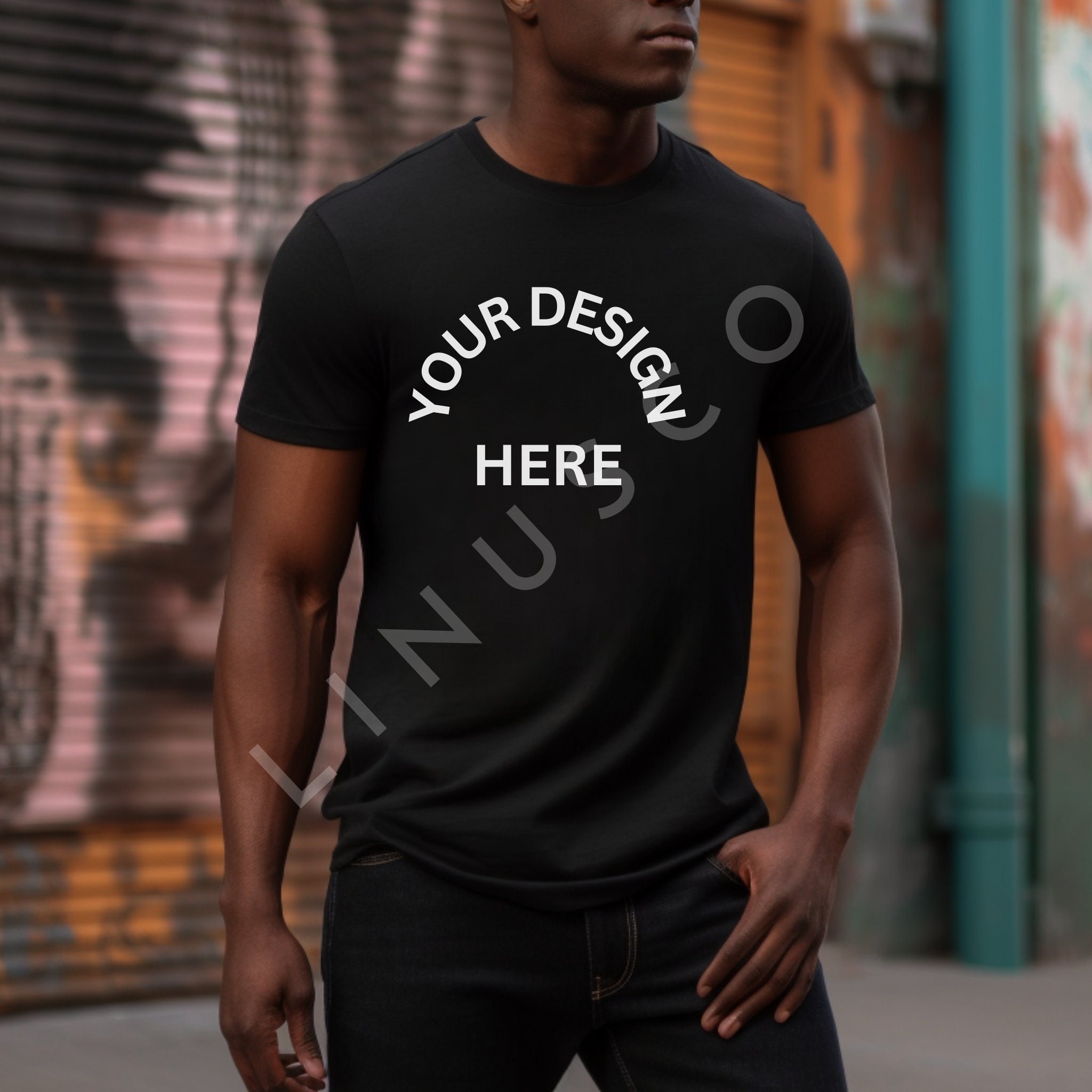 Black Male Model Mockup, Mens Mockup, Bella Canvas 3001 Mockup Male ...