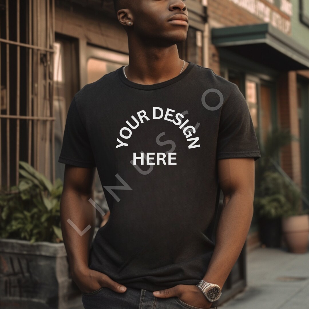 Black Male Model Mockup, Mens Mockup, Bella Canvas 3001 Mockup Male ...