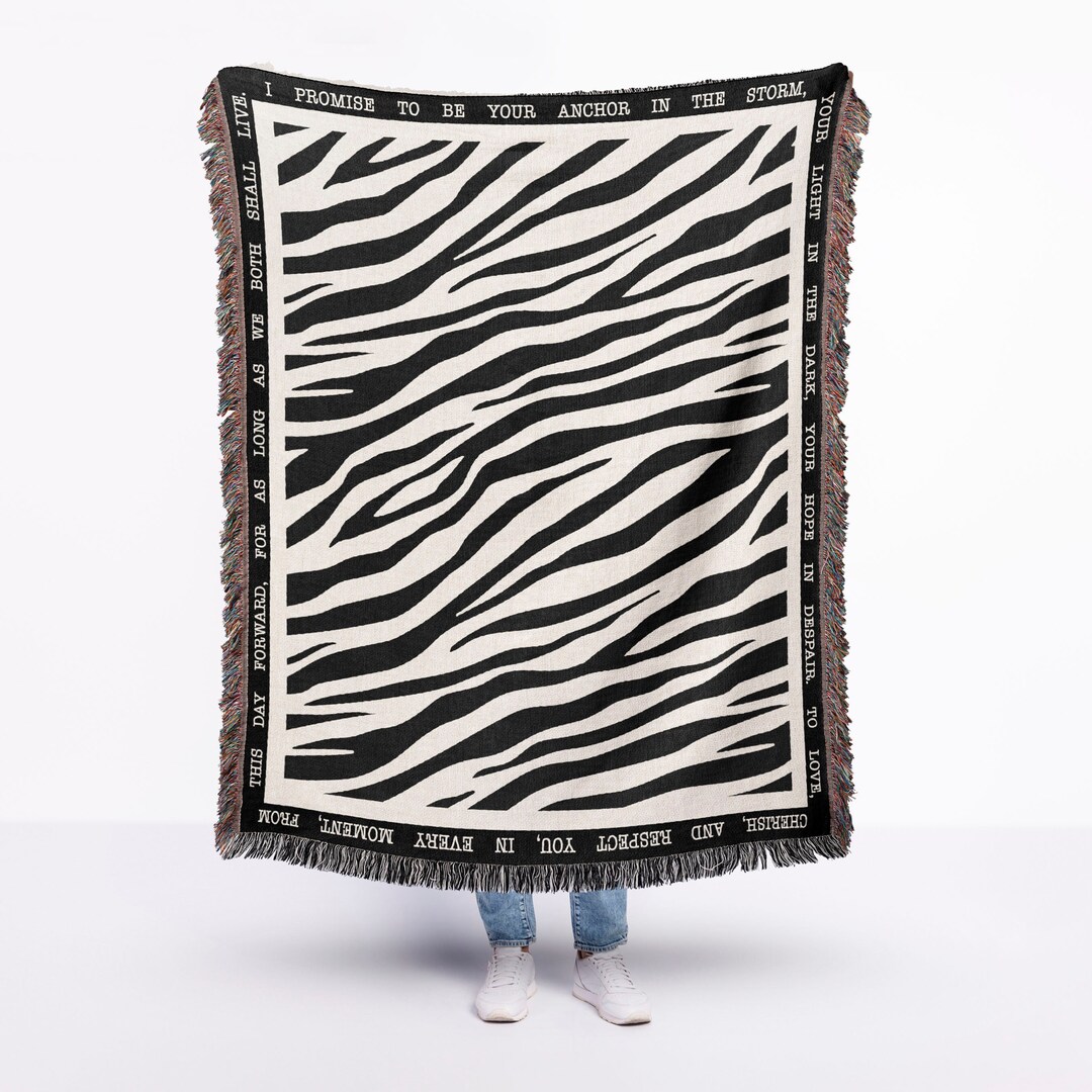 Personalized Woven Throw Blanket Zebra Print Throw Blanket Couples Gift ...