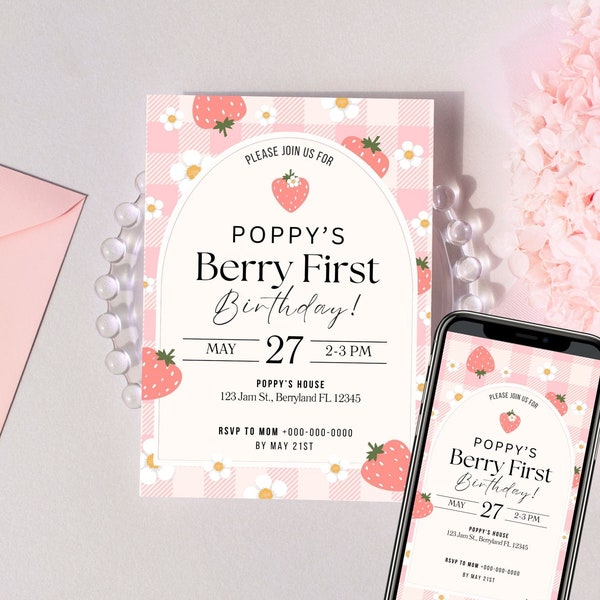 Berry First Birthday Invitation - Etsy