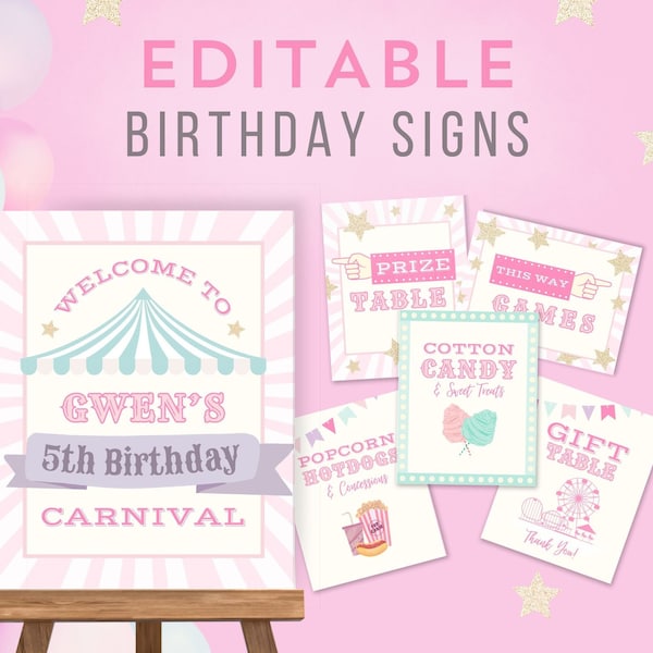 EDITABLE Carnival Invitations for Girls Birthday, Pastel Carnival or ...