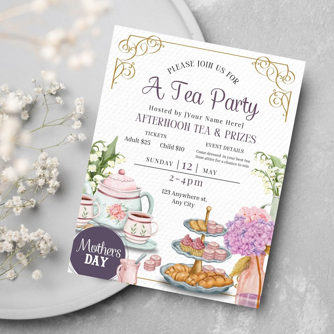 EDITABLE Mothers Day Flyer Tea Party Ladies Event Flyer Afternoon Tea ...