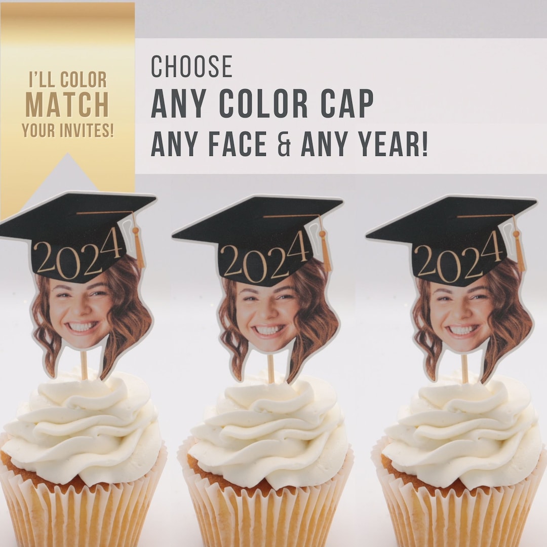 Grad Party Cupcake Toppers Personalized College Grad, High School ...