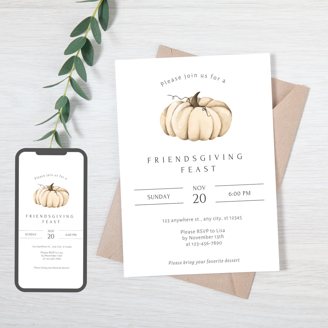 Friendsgiving Editable Invitation, Friendsgiving Printable Invite ...