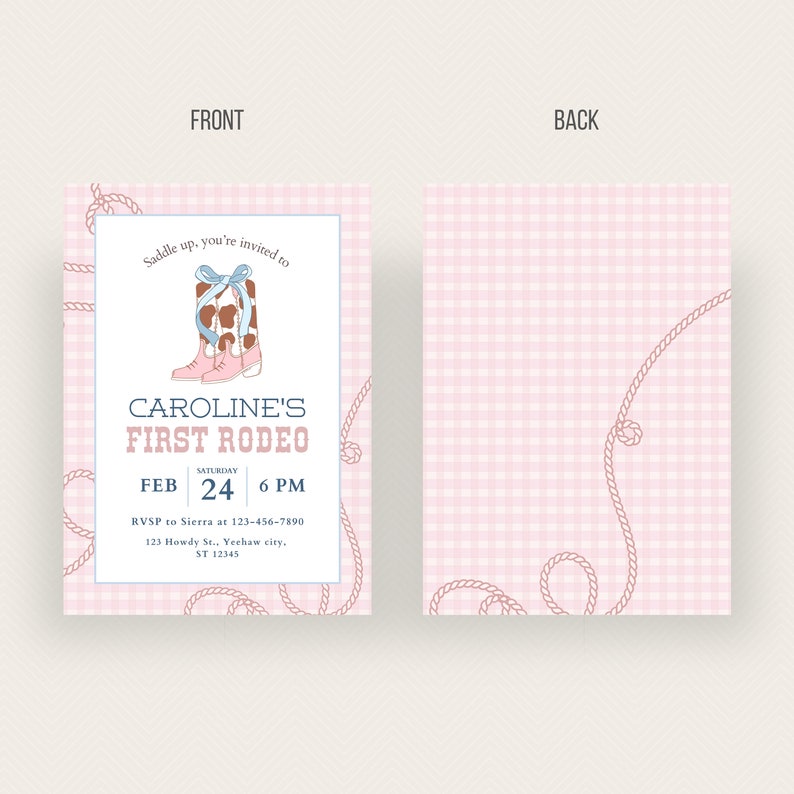 EDITABLE Cowgirl Birthday Invites My First Rodeo Party Invitation ...