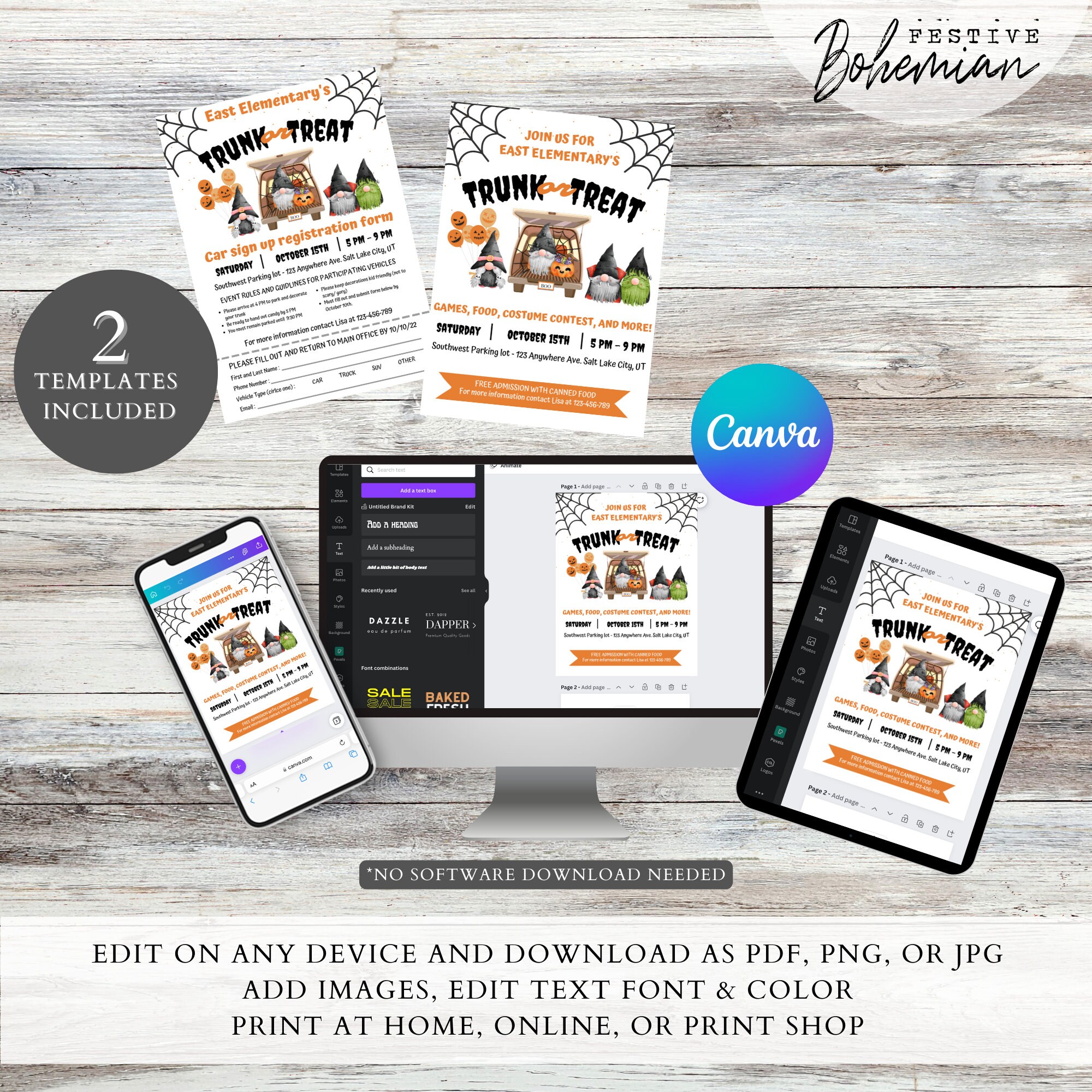 EDITABLE Trunk or Treat Sign up Sheet and Invite, Printable Trunk or ...