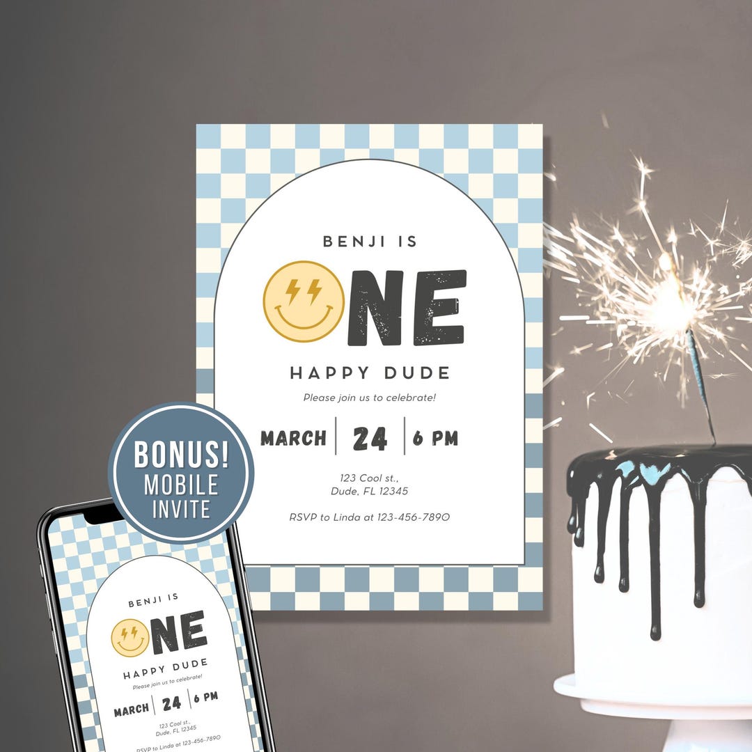 EDITABLE One Happy Dude Invitation for Boys First Birthday Party in ...