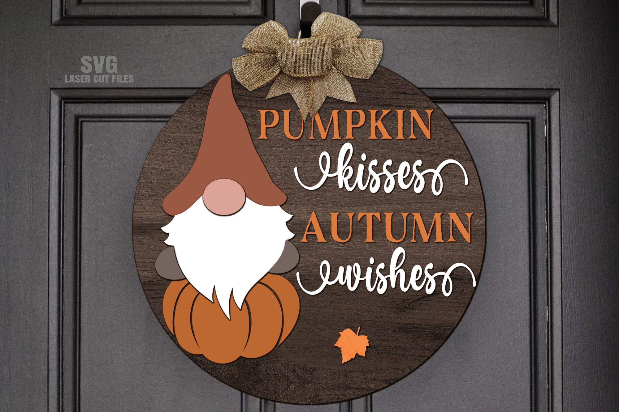 Fall Gnome SVG Laser Cut Files Fall Door Sign Round Wood Sign Pumpkin ...