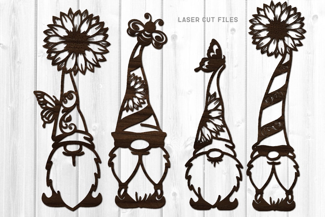 Sunflower Garden Gnome SVG Bundle - Glowforge Files - Laser Cut Files ...