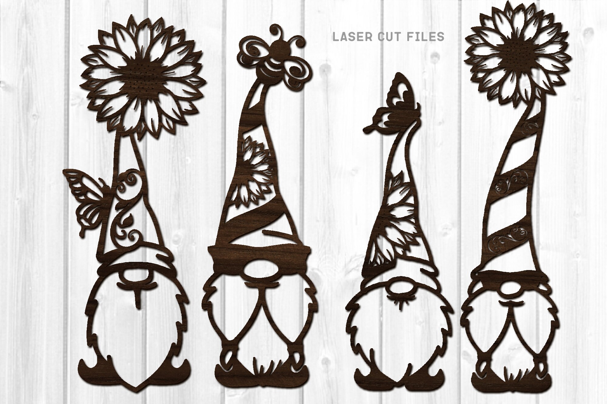 Sunflower Garden Gnome SVG Bundle Glowforge Files Laser Cut Files 4 ...