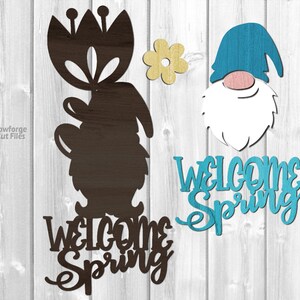Welcome Spring Gnome SVG - Glowforge Files - Laser Cut Files - CNC ...