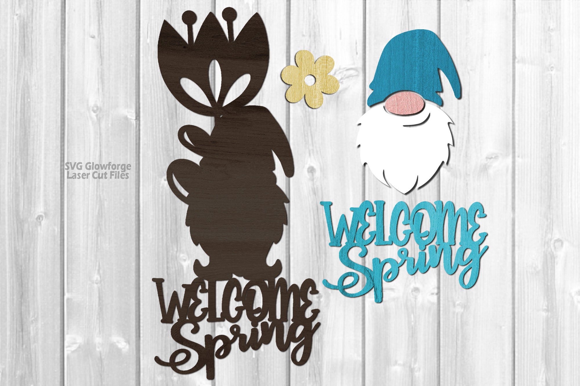 Welcome Spring Gnome SVG Glowforge Files Laser Cut Files - Etsy