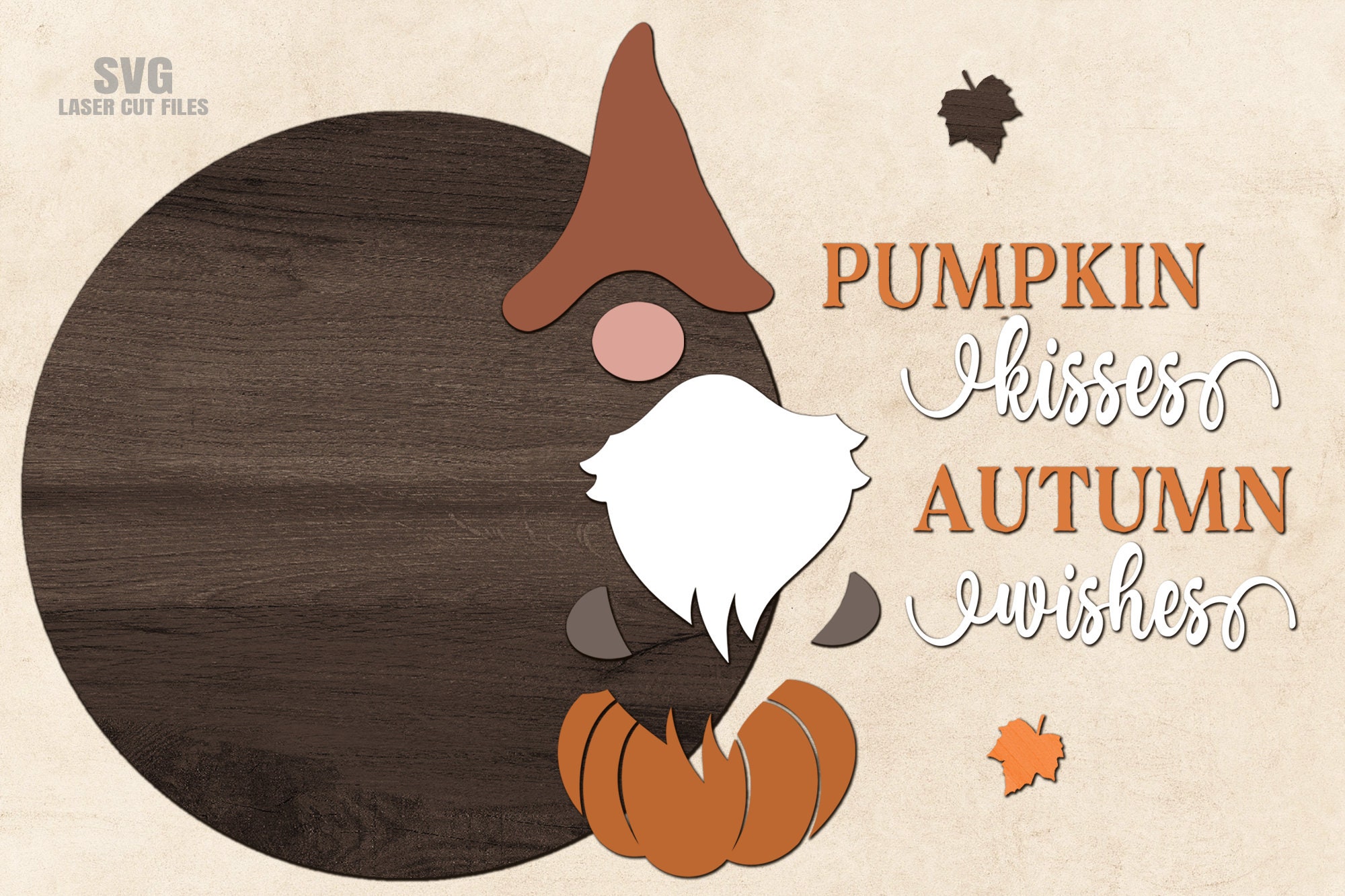 Fall Gnome SVG Laser Cut Files Fall Door Sign Round Wood Sign Pumpkin ...