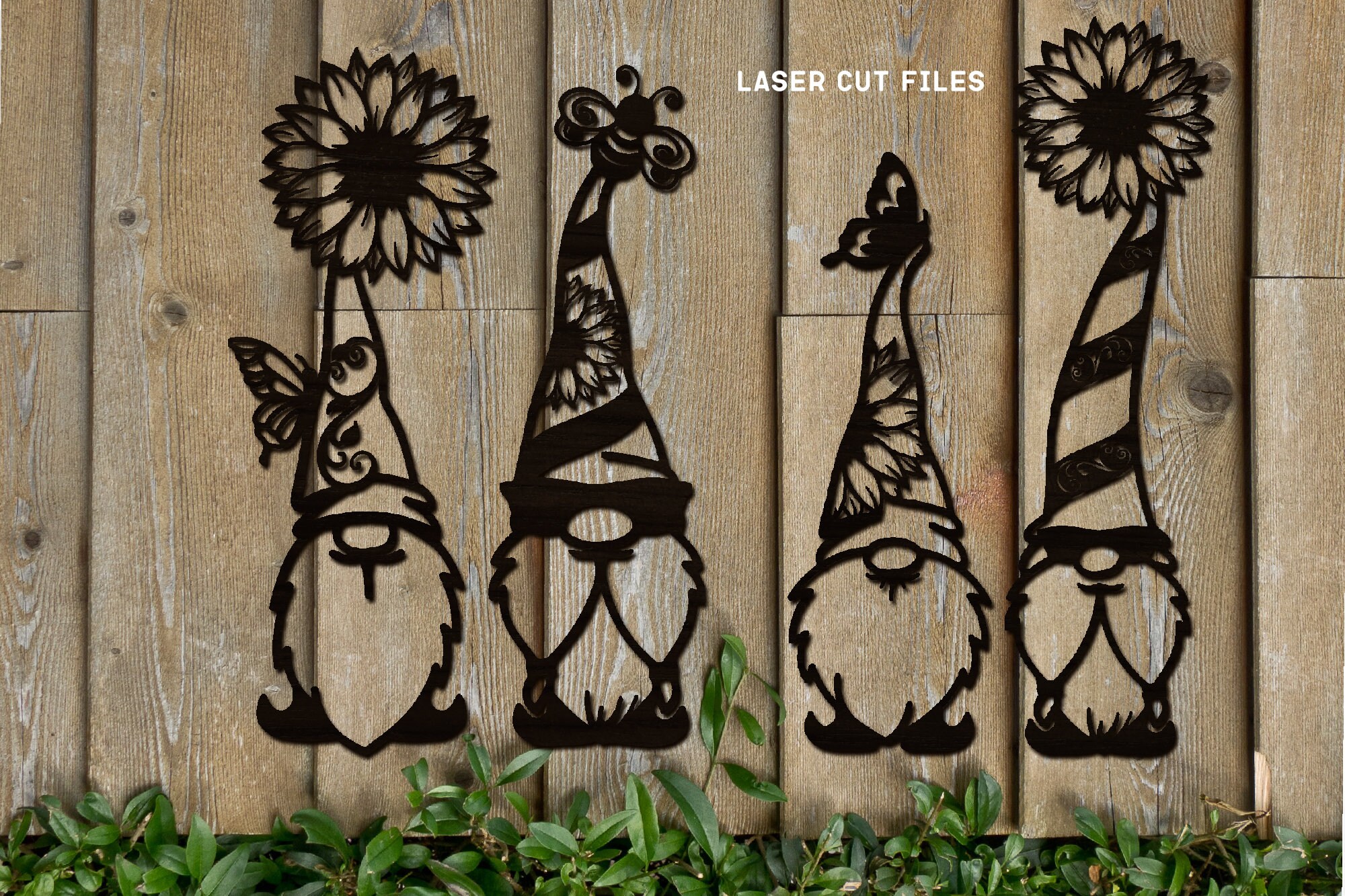 Sunflower Garden Gnome SVG Bundle Glowforge Files Laser Cut Files 4 ...